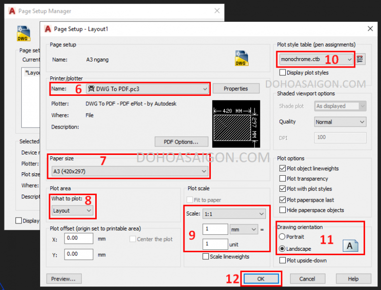 THIẾT LẬP KHỔ GIẤY IN TRONG LAYOUT AUTOCAD